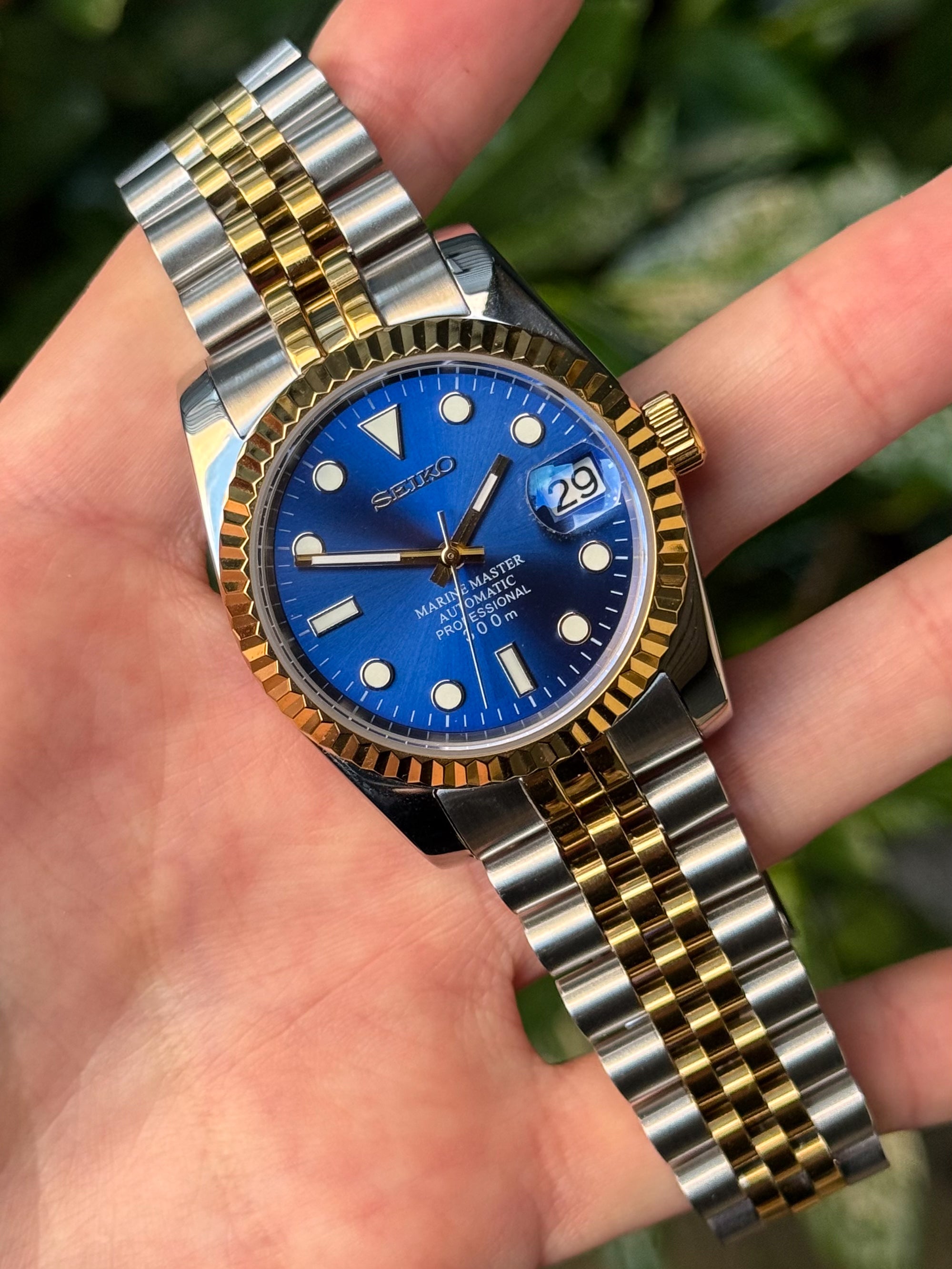 Seiko Two Tone "Blue Dial" Datejust Mod - Custom Seiko Watch, Hand ...