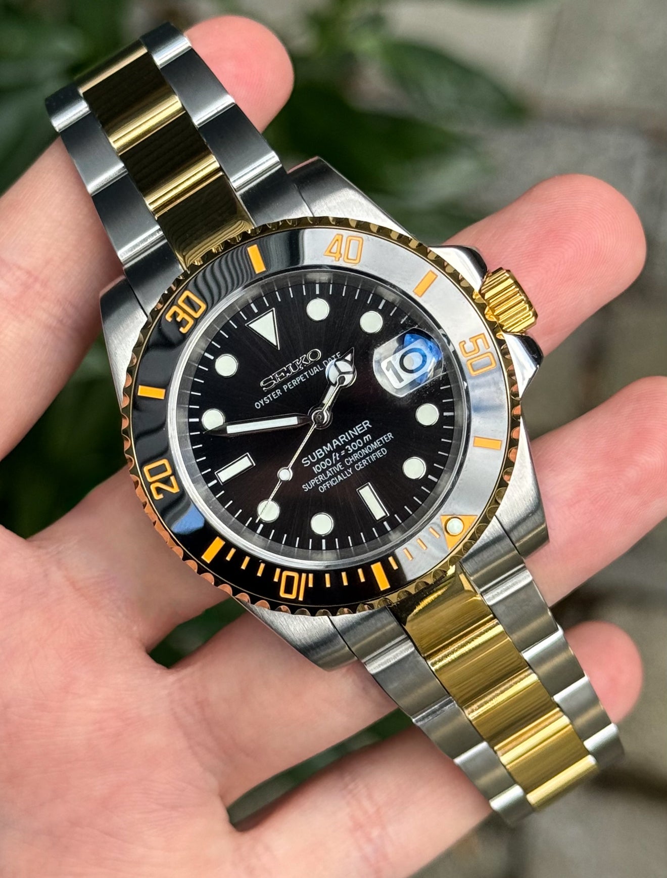 Seiko "Black & Gold" Two Tone Submariner Mod