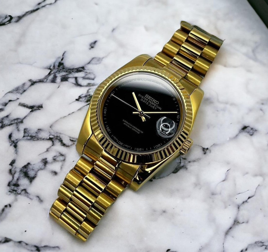 Seiko Gold "Onyx" President Mod – Custom Seiko Watch, Hand Assembled in ...